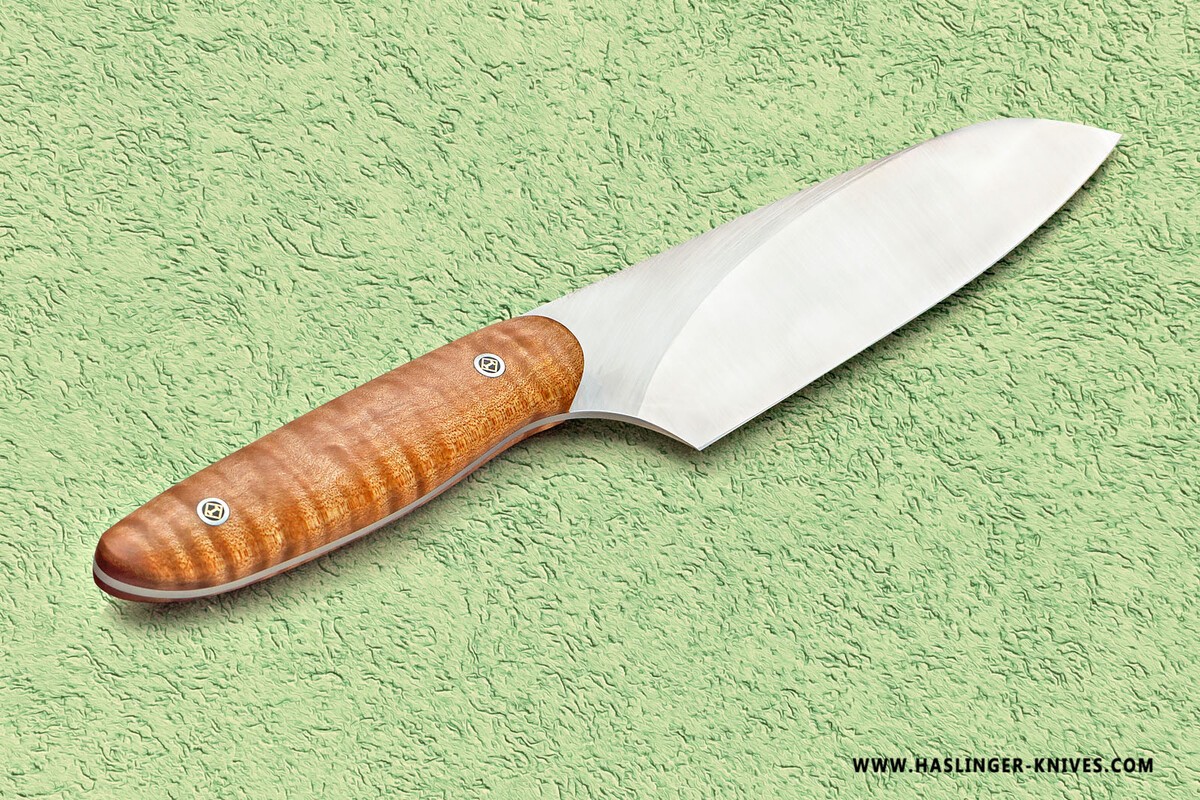 Evolution Chef Knife 142 mm Blade with Quilted Koa Handle | Haslinger ...