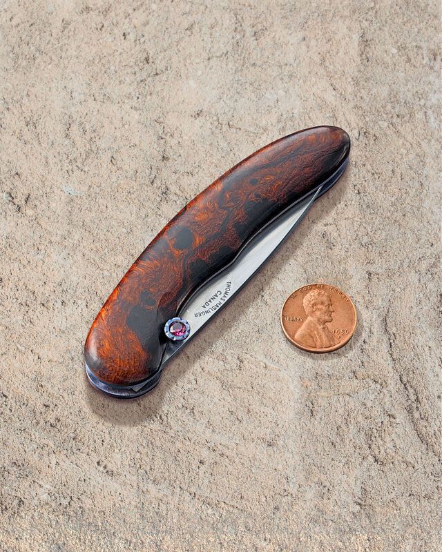Stainless Bladed Folding knife with Ironwood and Ruby | Haslinger ...
