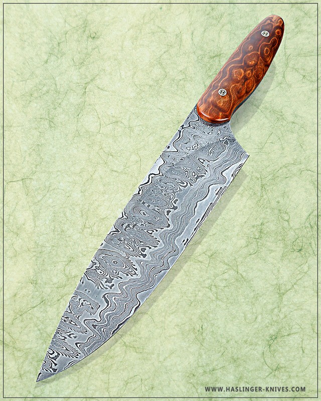 Damascus New Generation Chef 10" Blade - Quilted Maple Handle ...