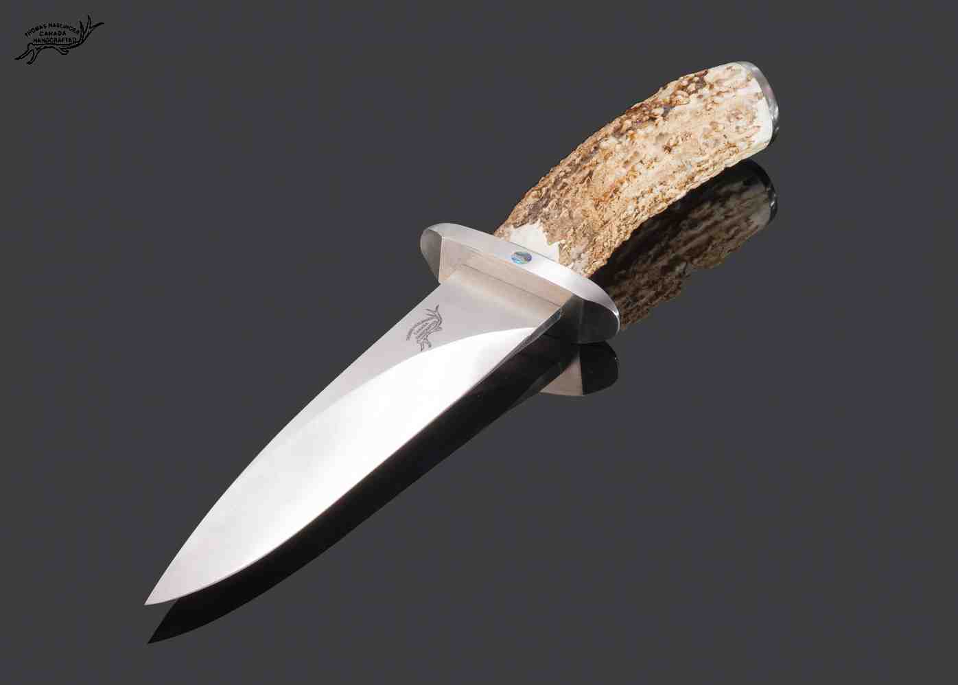 Pebble Elk Antler Handled Bowie Knife in CPM S60V | Haslinger Knives